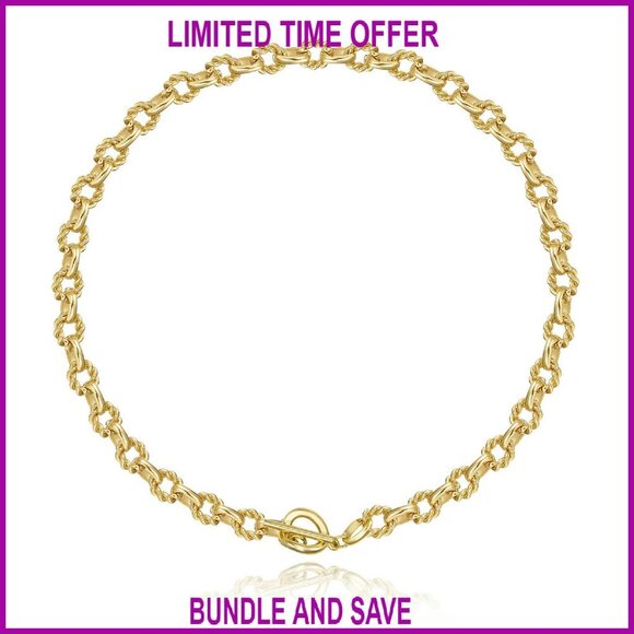 Jewelry | Chunky 18k Gold Plated Twisted Oval Link Choker Necklace ...